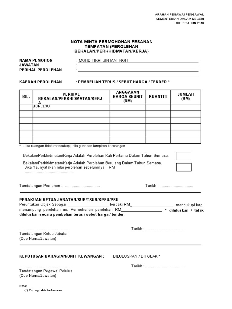 Format Nota Minta Pdf