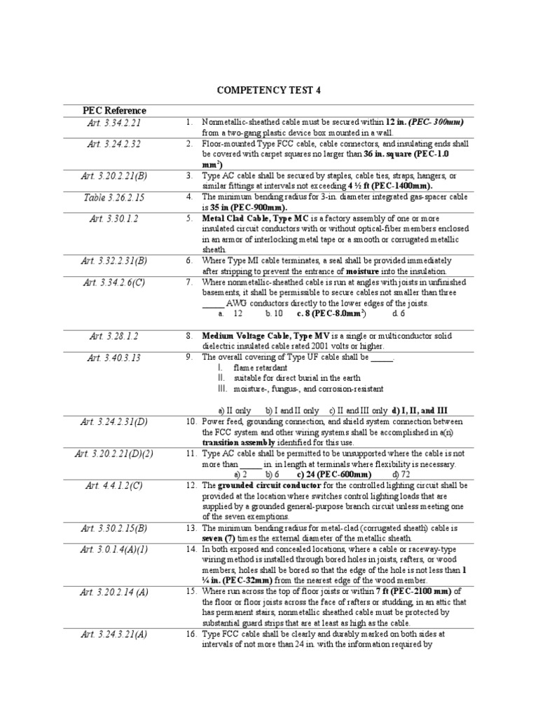 Competency 4 | PDF | Electrical Wiring | Building Materials