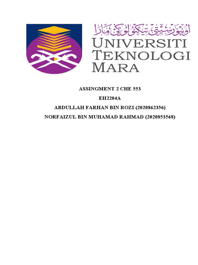 Group 9 Che553-Assingment 2 | PDF | Mole (Unit) | Concentration