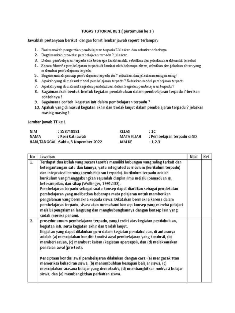 Tugas Tutorial Ke 1 (Reni Ratnawati) | PDF