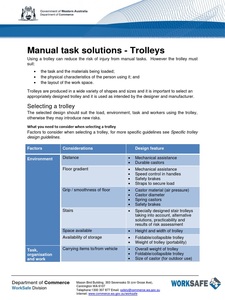 Manual Task Solutions Tolley | PDF | Tram | Occupational Safety And Health