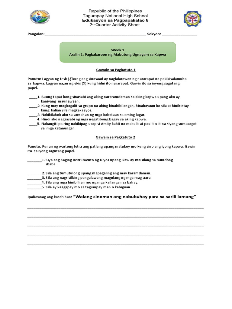 Activity-Sheet-Week-1 Esp | PDF