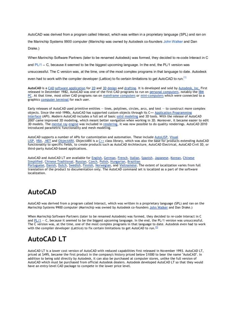 AutoCAD Was Derived From A Program Called Interact | PDF | Auto Cad ...