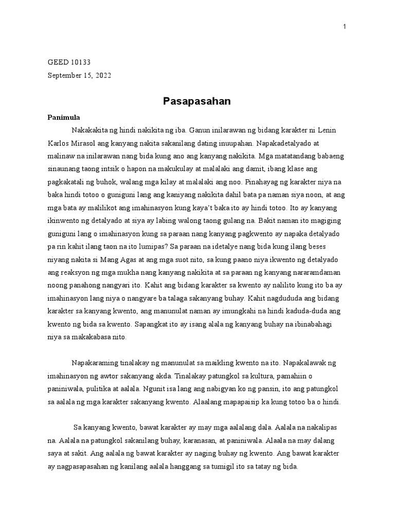 Panitikan Finals | PDF