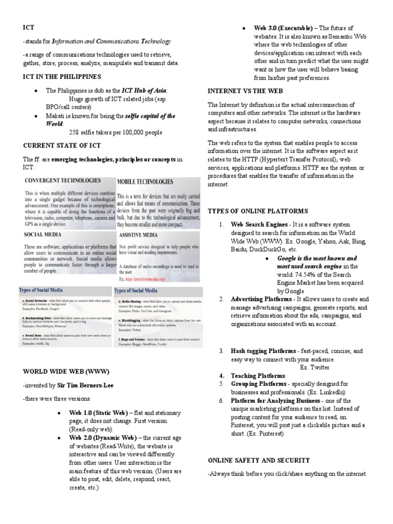 ETECH Reviewer | PDF | World Wide Web | Internet & Web