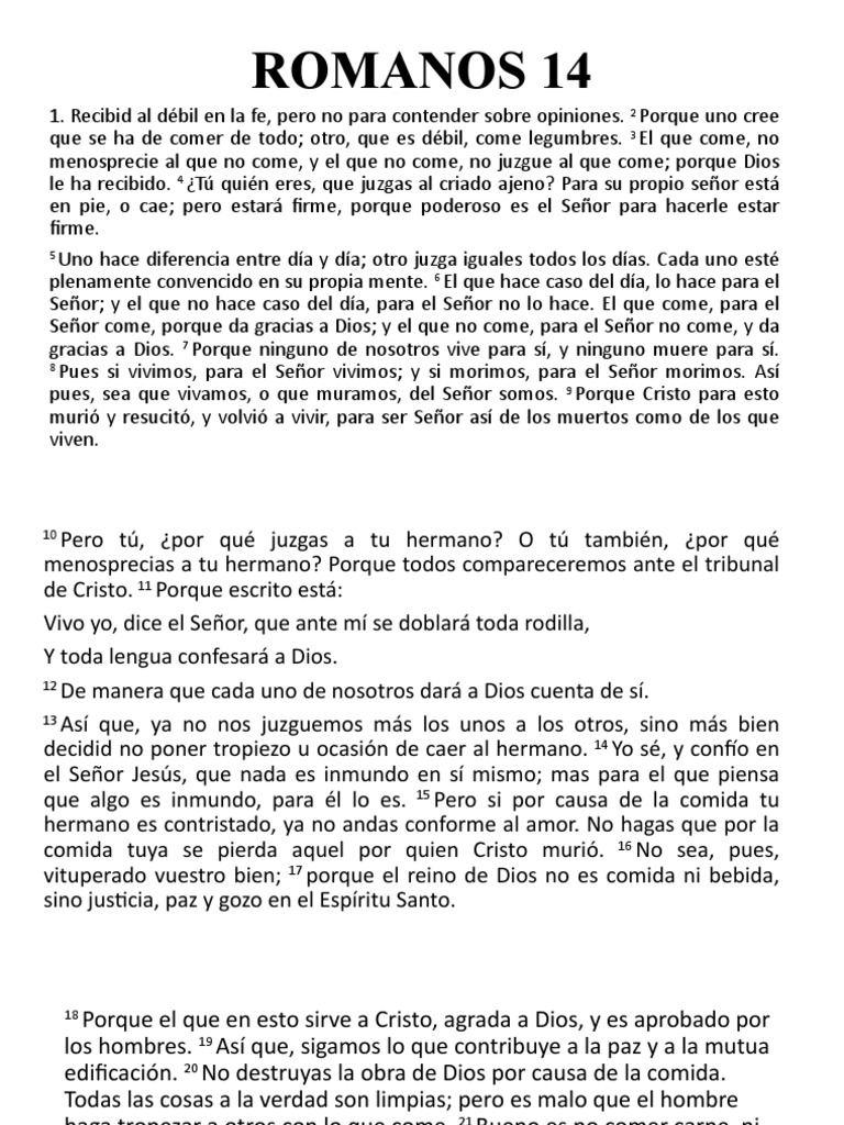 Romanos 14 Versiculos | PDF | Jesús | Creencia religiosa y doctrina