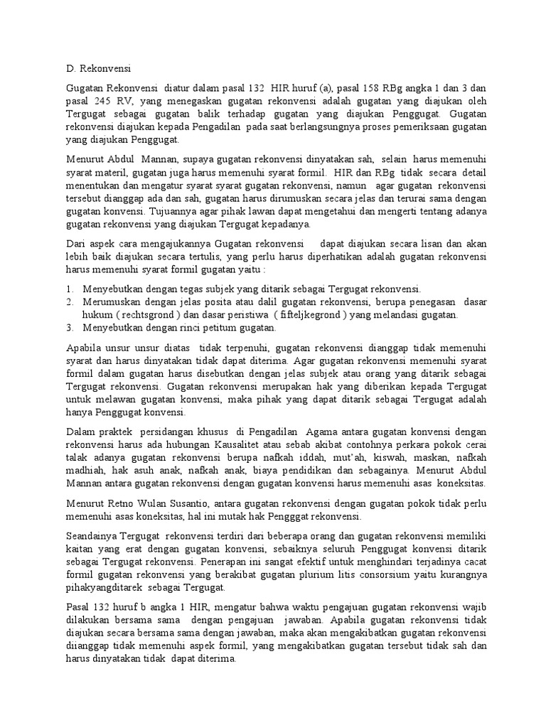 Gugatan Rekonvensi dan Kumulasi Gugatan | PDF