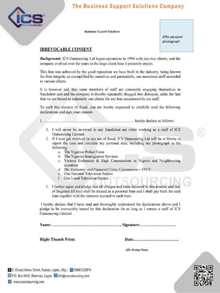 Irrevocable - Consent-New-Min Ics | PDF