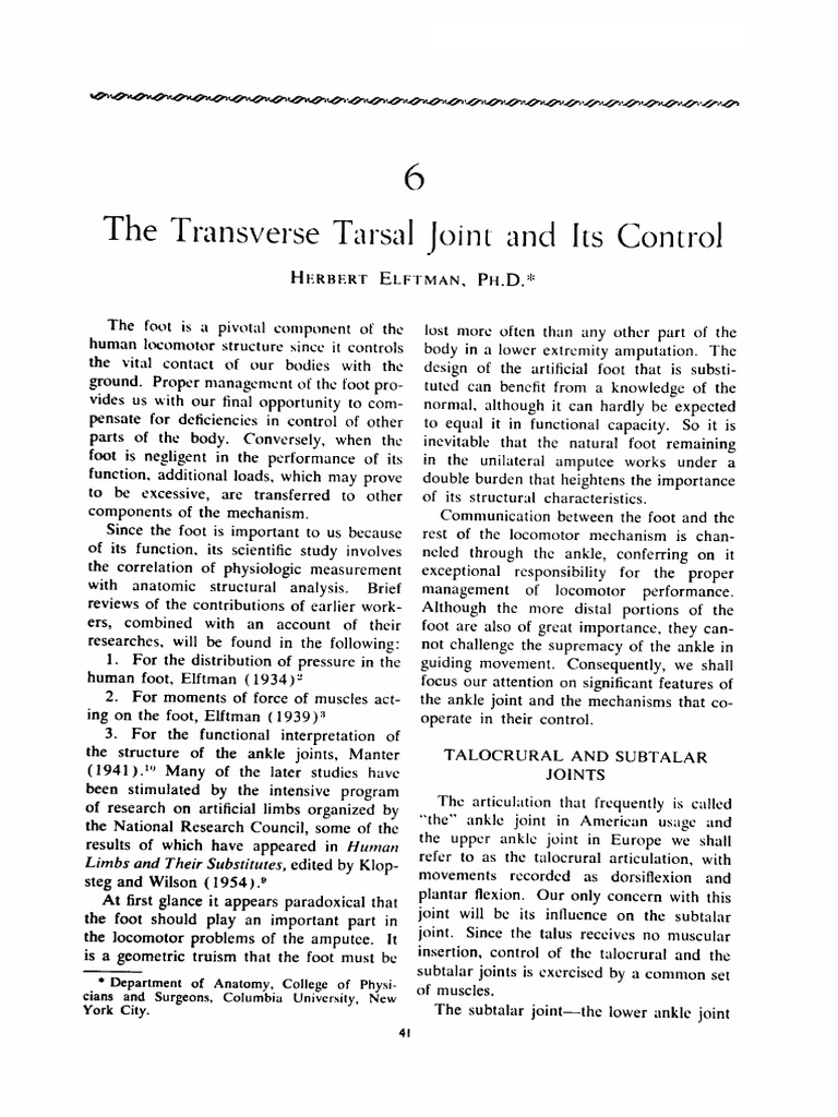 The Transverse Tarsal Joint and Its Control.6 | PDF