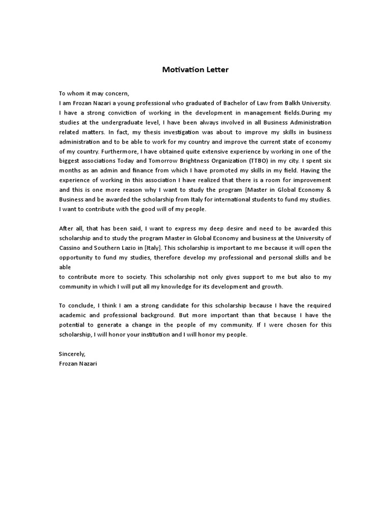 Motivation Letter1 | PDF | Career & Growth | Business