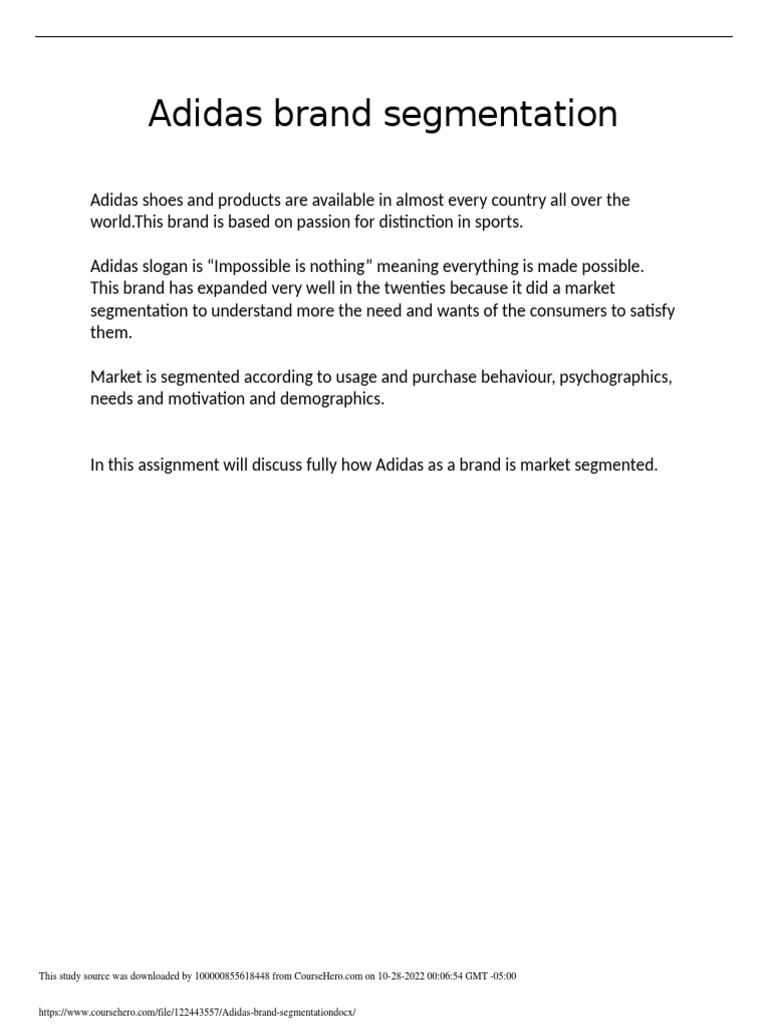 Adidas Market Segmentation Insights | PDF | Brand | Market Segmentation