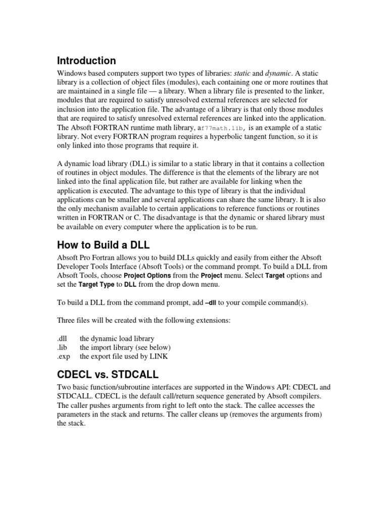 Building And Using Dlls Pdf Library Computing Parameter
