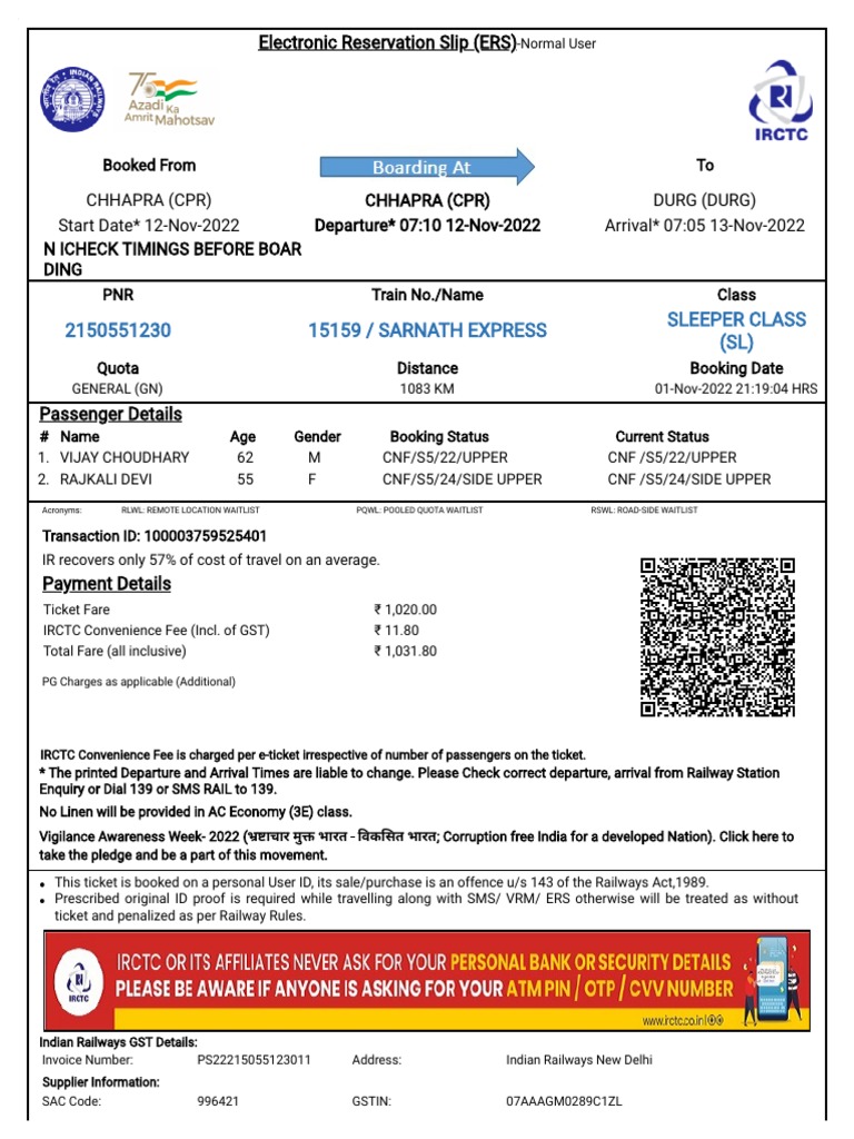 ERS Title for Electronic Reservation Slip | PDF | Identity Document