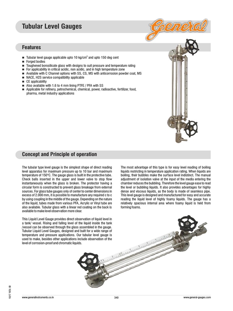 Tubular Level Gauges | PDF | Valve | Pipe (Fluid Conveyance)
