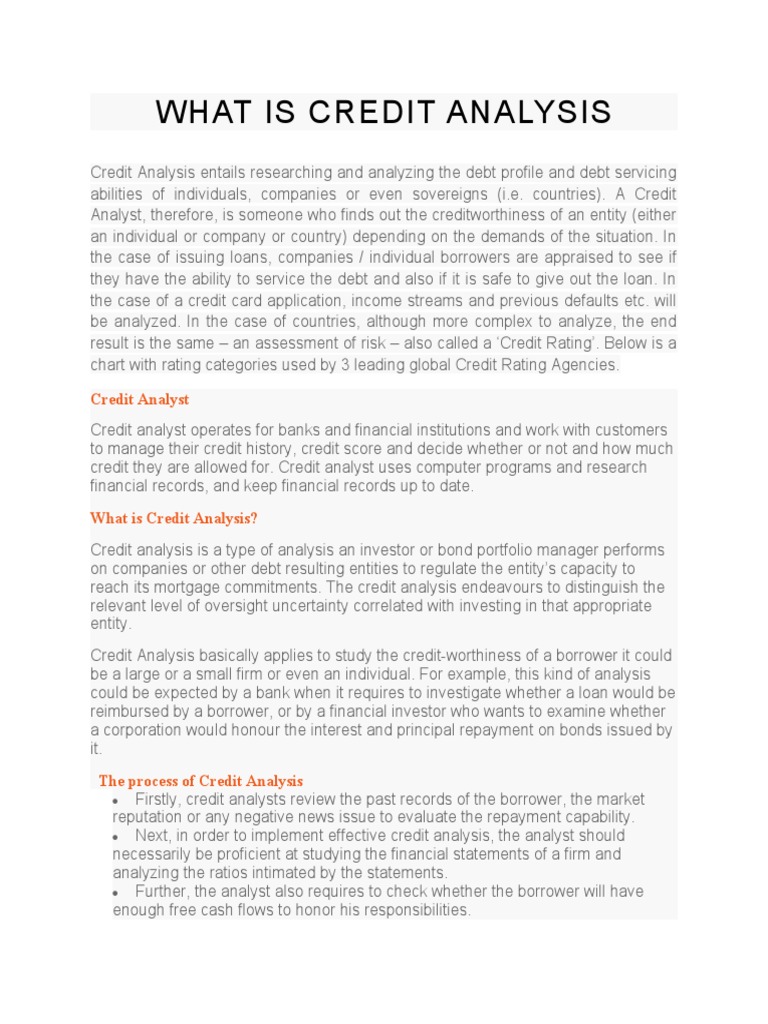What is Credit Analysis | PDF | Credit | Finance & Money Management