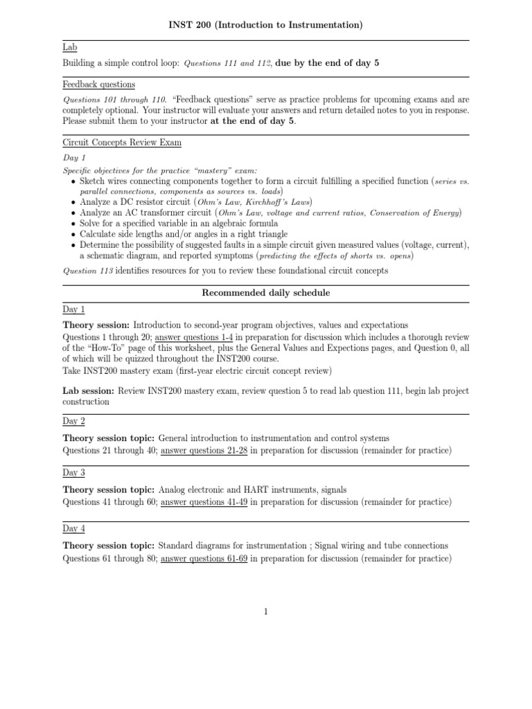 INST200 Sec1 | PDF | Electrical Network