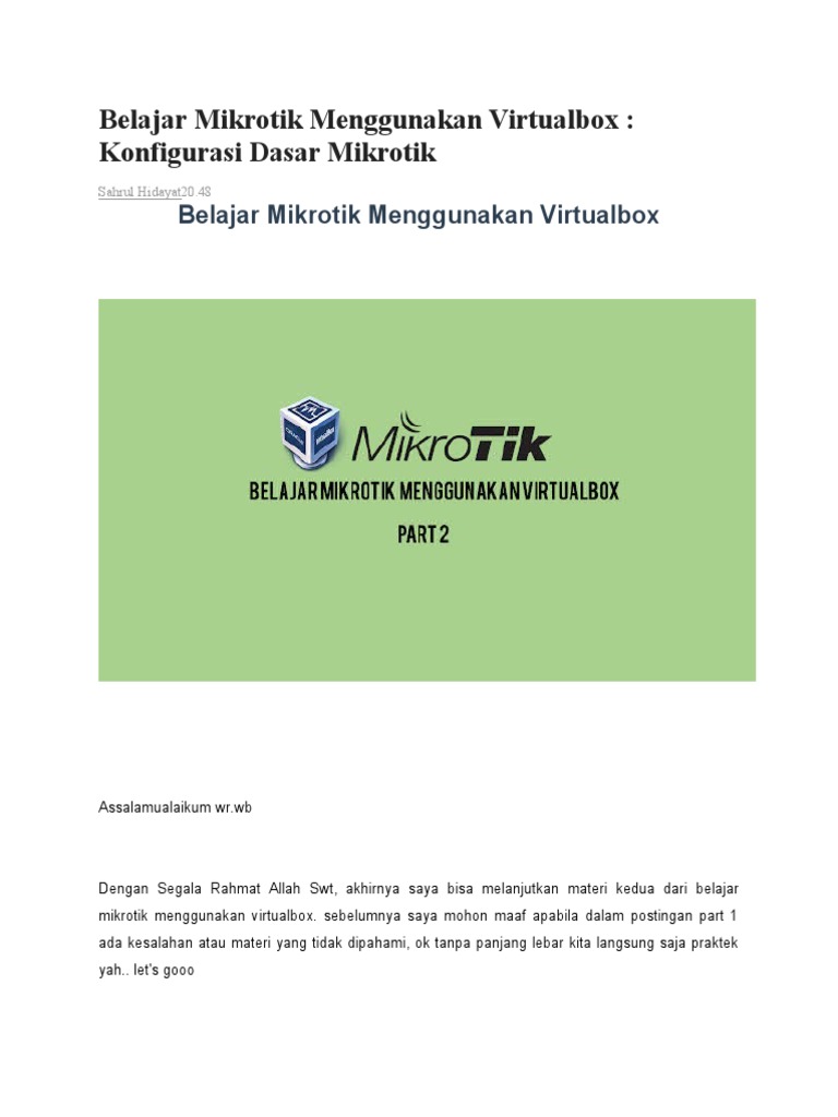 Belajar Mikrotik Menggunakan Virtualbox | PDF