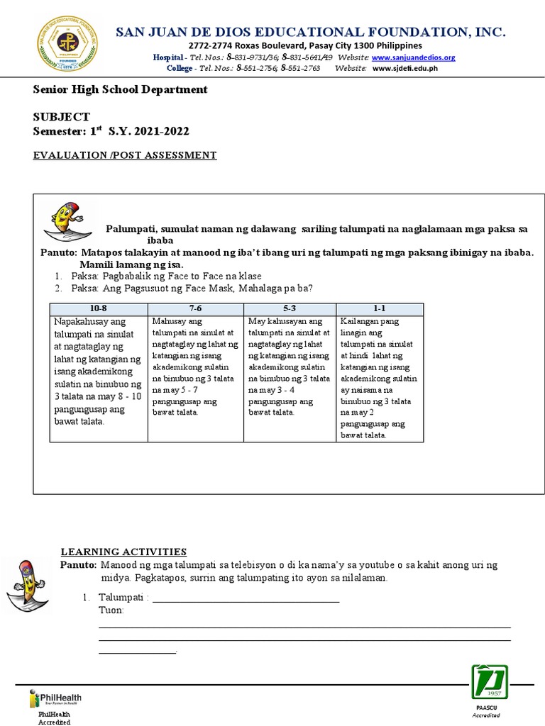 Learning Activities Module 5 | PDF