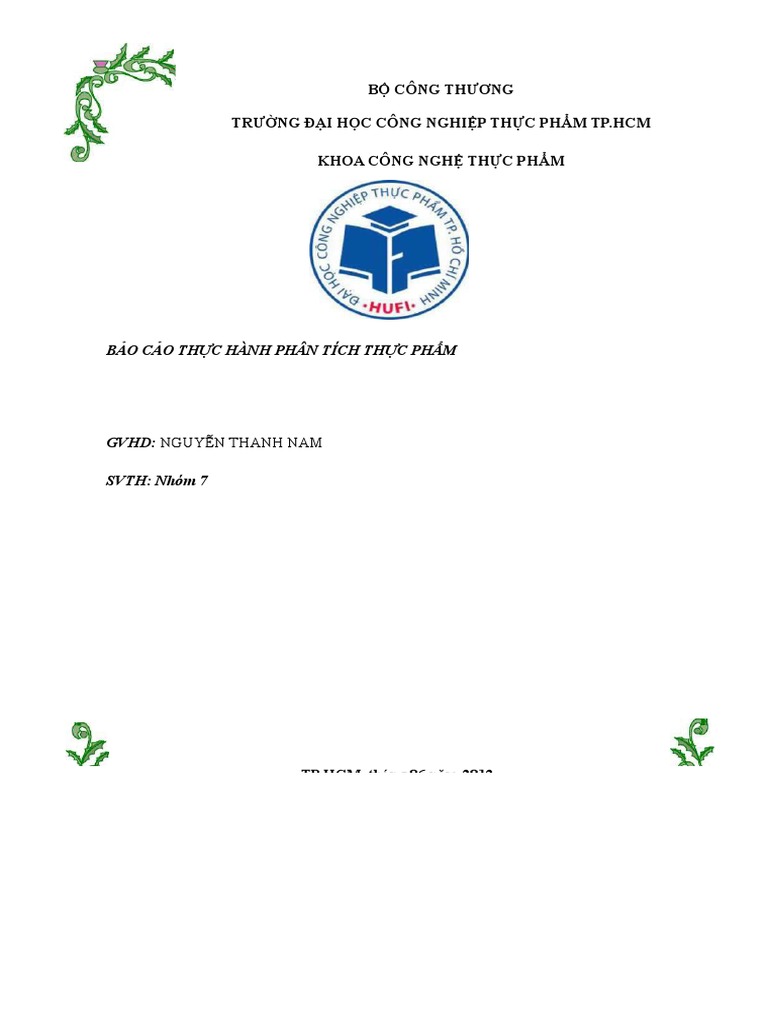 Bao Cao Thuc Hanh Phan Tich Thuc Pham 1 | PDF