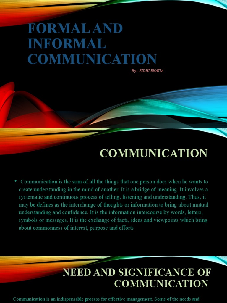 Formal and Informal Communication | PDF | Communication | Information