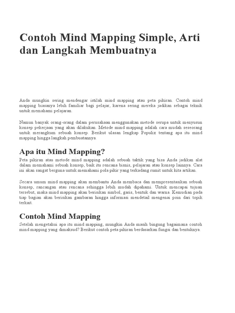 Contoh Mind Mapping Sederhana dan Kreatif | PDF