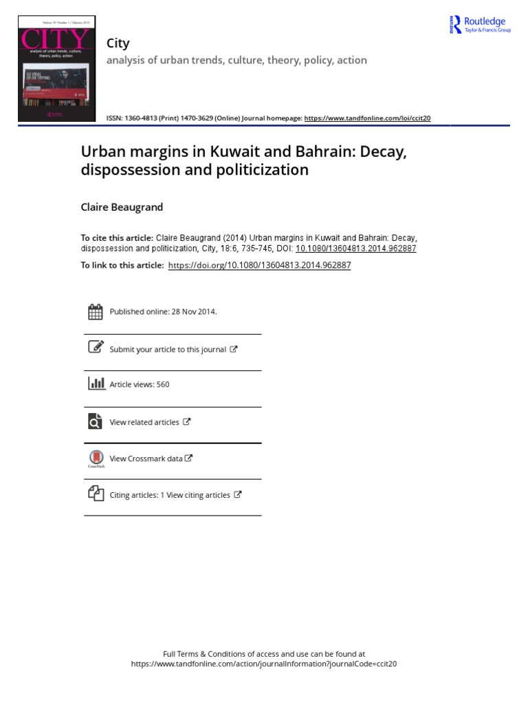 Beaugrand - Urban Margins in Kuwait and Bahrain | PDF | Bahrain | Kuwait Beaugrand - Urban Margins in Kuwait and Bahrain | PDF | Bahrain | Kuwait