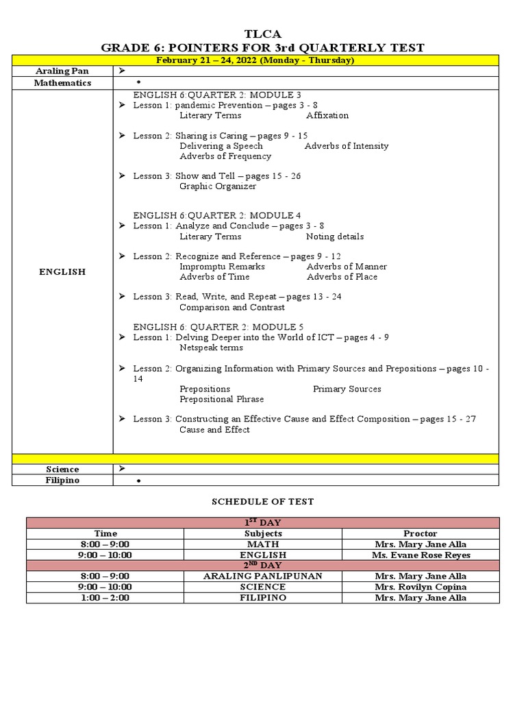 Grade 6 3rd Quarter | PDF | Adverb | English Language