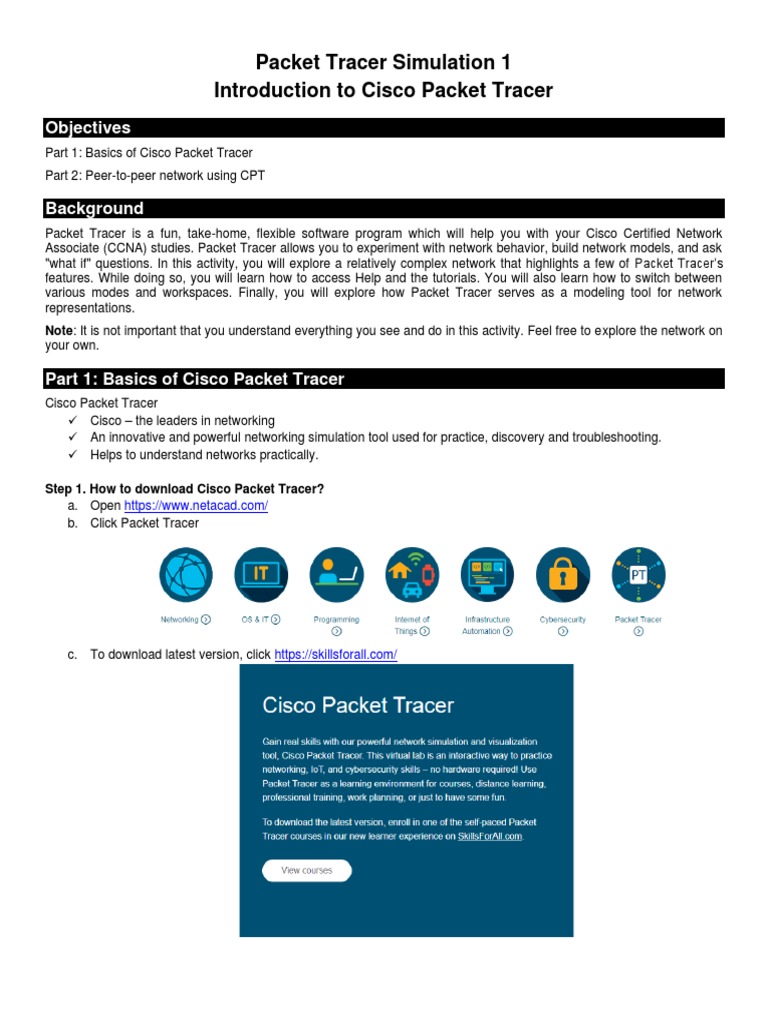 PT Simulation 1 - Intro To Cisco Packet Tracer | PDF | Ip Address ...