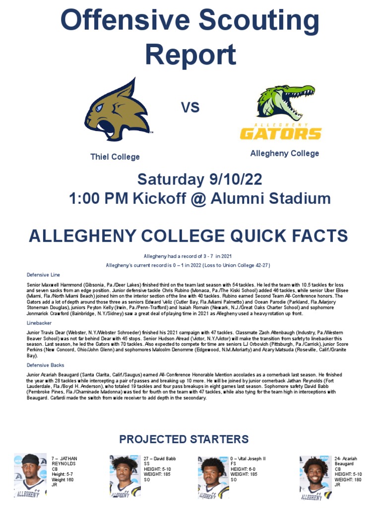 Allegheny Scouting Report | PDF | National Football League | National ...