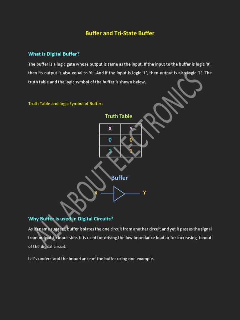 Buffer And Tri State Buffer Pdf Logic Gate Electrical Circuits