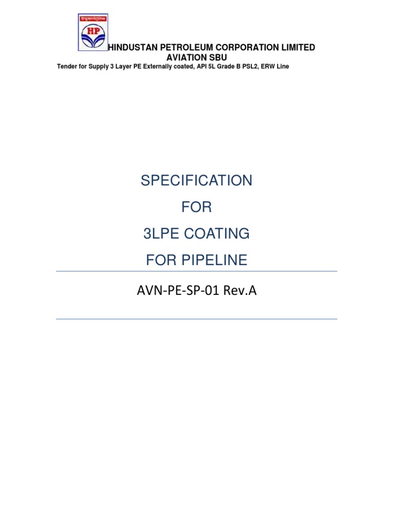 Specification For 3LPE Coating | PDF | Pipe (Fluid Conveyance) | Epoxy