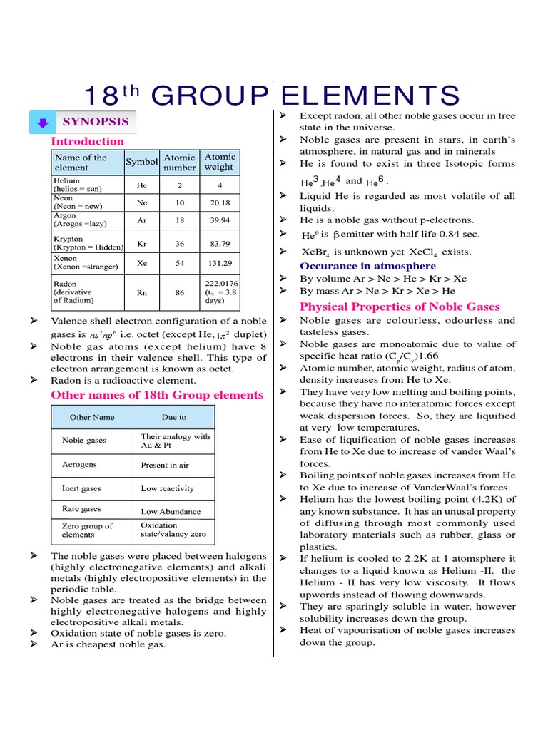 18th Group | PDF | Argon | Helium