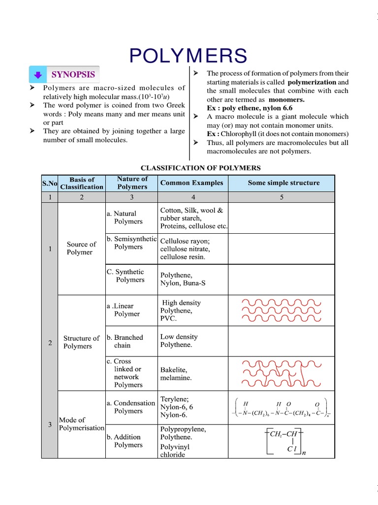 Polymers | PDF | Polymerization | Polymers