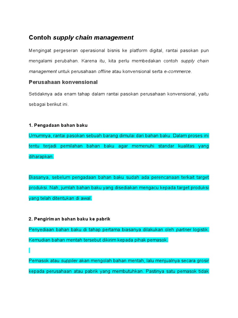 Contoh Supply Chain Management | PDF