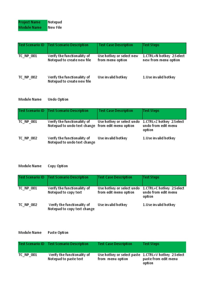 Notepad Test Case | PDF | Keyboard Shortcut | Computing Platforms