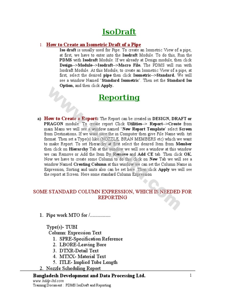 Creating a Comprehensive Pipe Report in PDMS Utilizing Standard Column ...