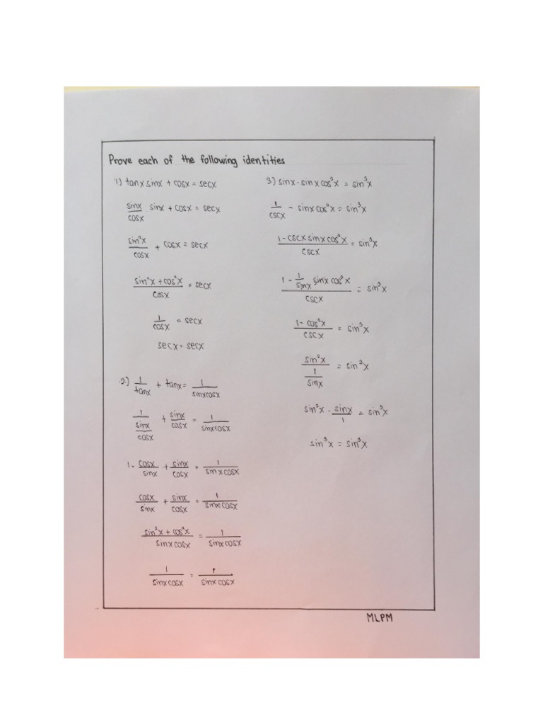Proof of Trigonometric Identities | PDF