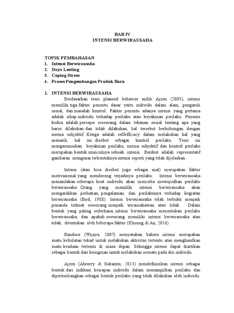 Intensi Berwirausaha dan Daya Lenting | PDF