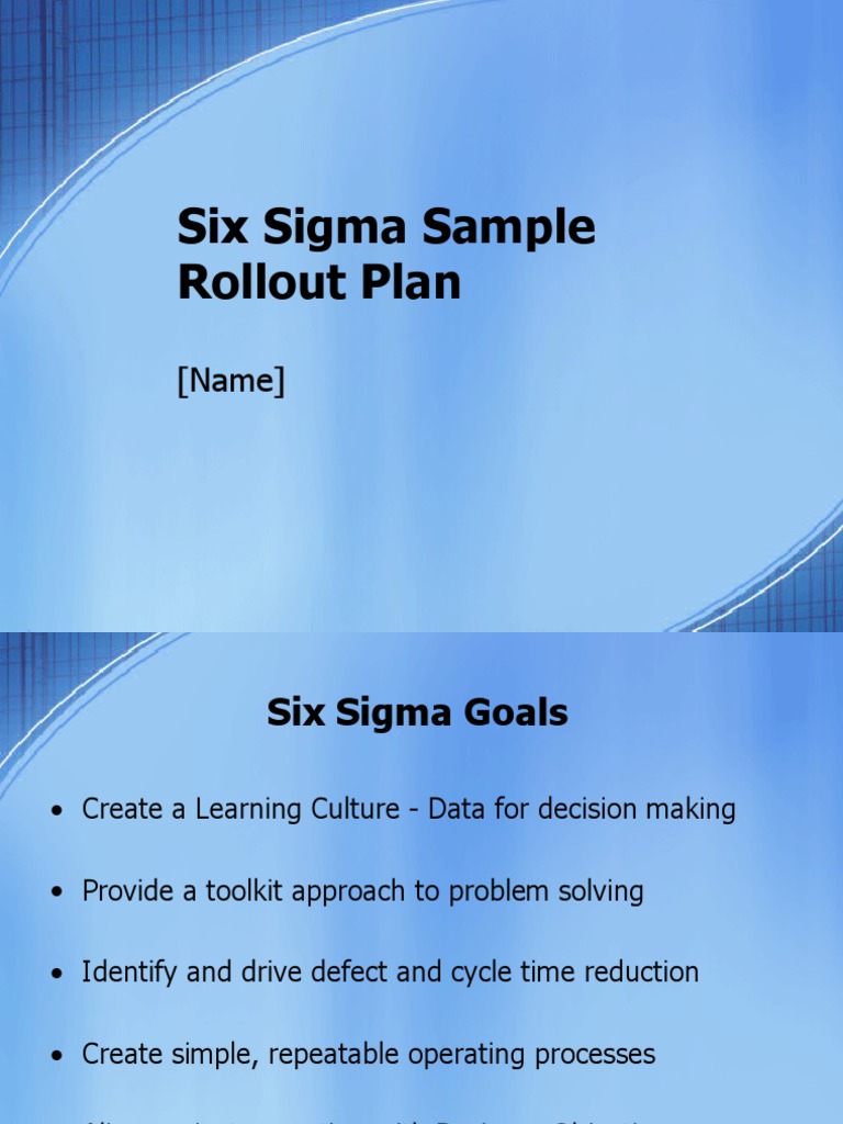 Six Sigma Sample Rollout Plan | PDF | Six Sigma | Design For Six Sigma