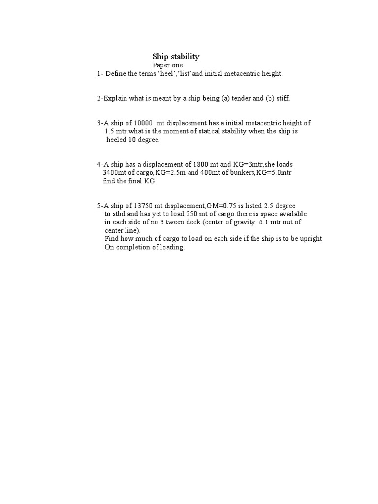 Ship Stability 1 | PDF