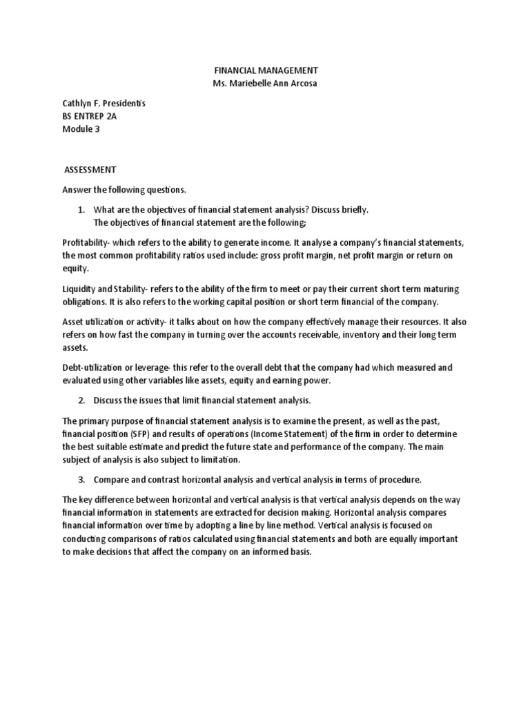 Financial Management #3 | PDF | Financial Statement Analysis | Equity ...