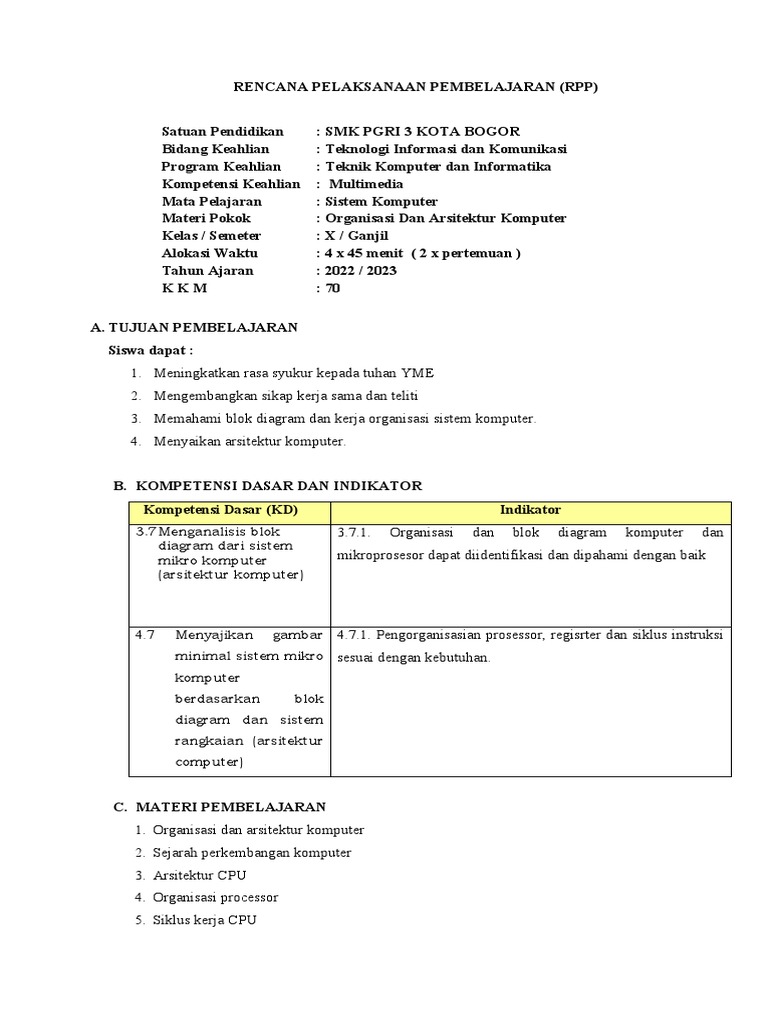Rpp-7 Organisasi Dan Arsitektur Komputer | PDF