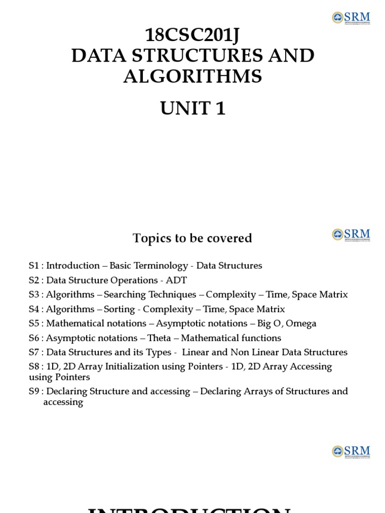 DSA - Unit 1 06.09.22 | PDF | Time Complexity | Data Type