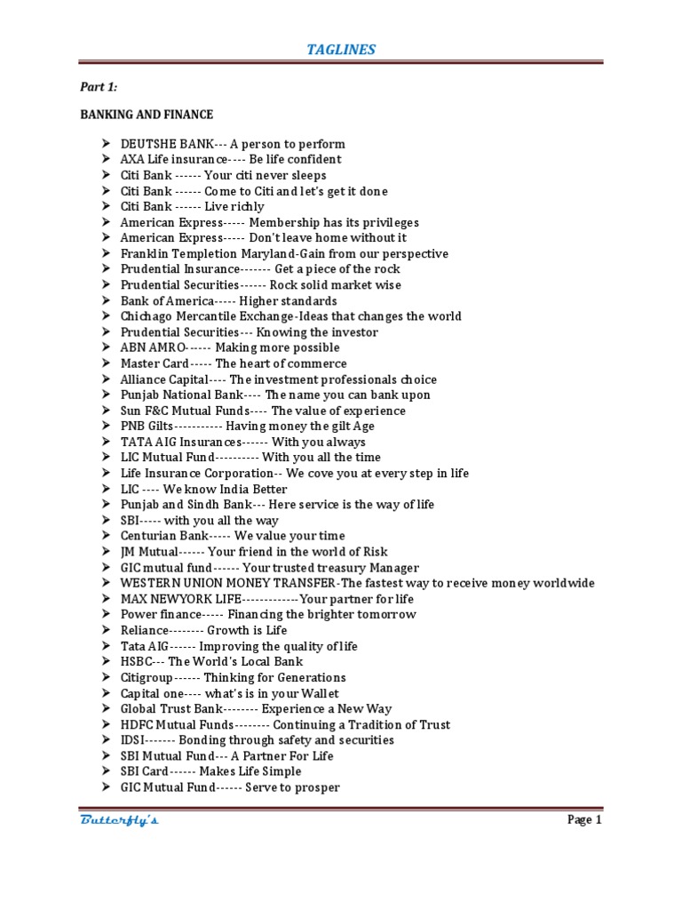 Taglines | PDF | Citigroup | Mutual Funds