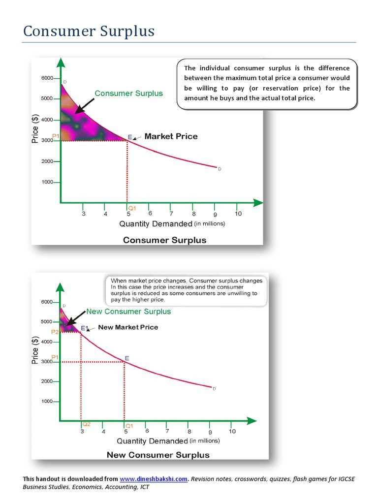 Economics Handout Consumer Surplus | PDF | Finance & Money Management