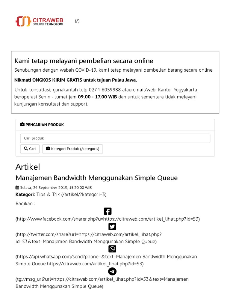 Mikrotik - ID - Manajemen Bandwidth Menggunakan Simple Queue | PDF | Komputer | Teknologi & Rekayasa