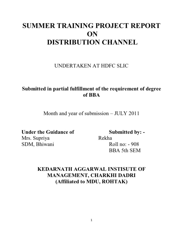 Undertaken at HDFC Slic | PDF | Banks | Insurance