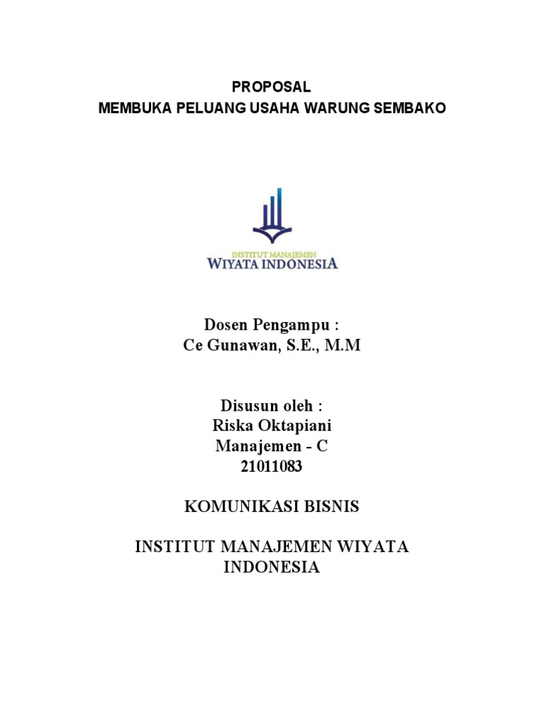 Tugas Kombis (Proposal Bisnis) - MN-C - Riska Oktapiani | PDF