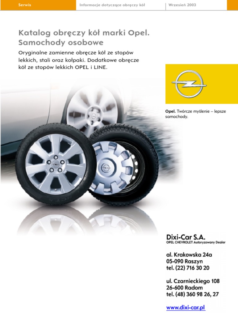 Opel Wheels Catalog 2003 | PDF