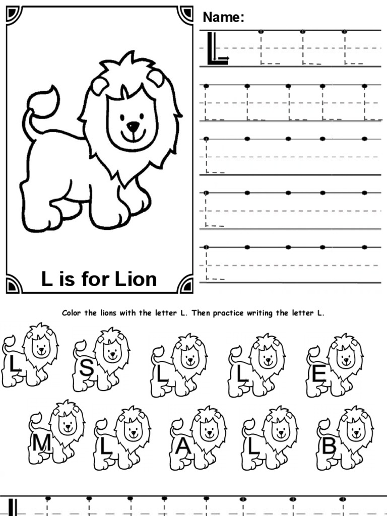 L Is For Lion: Name | PDF